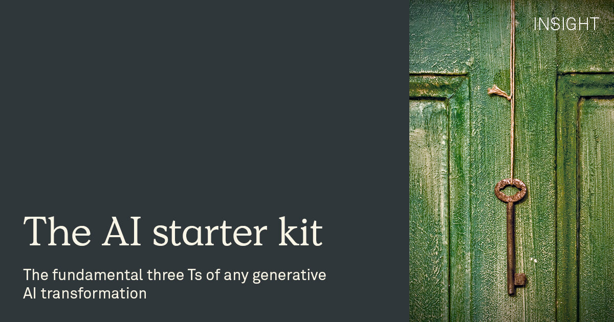 Our AI starter kit comprises three Ts: tools, training,… | Implement